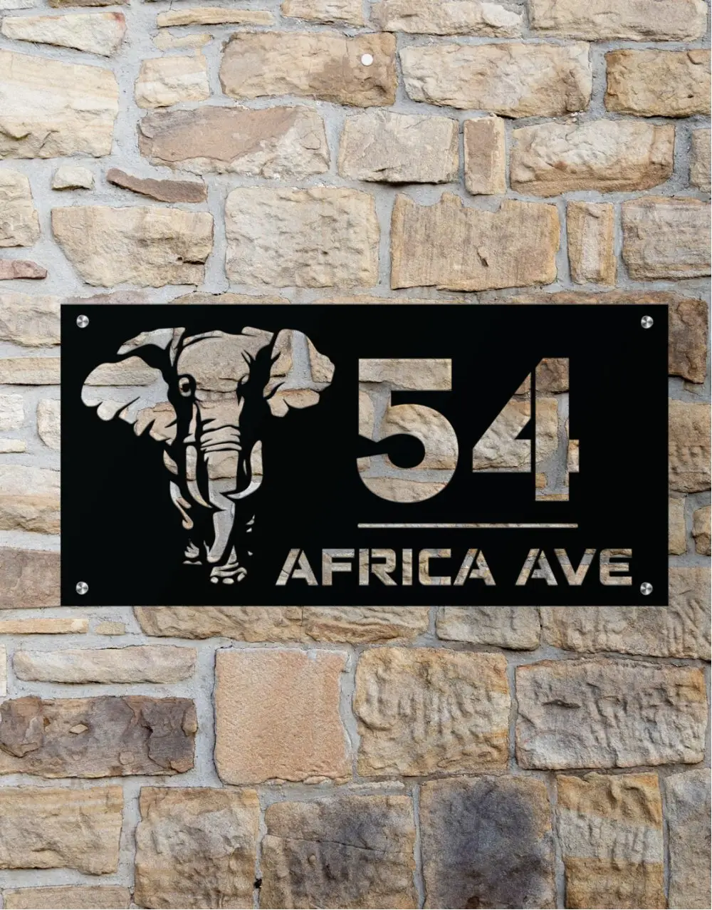 African Elephant House Number Sign